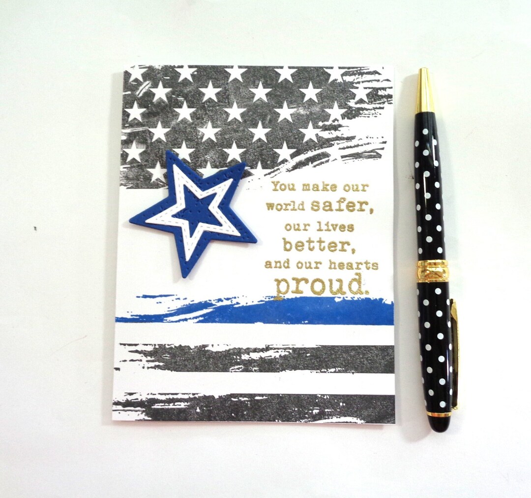 Thin Blue Line Flag Card - Back the Blue Card - Police Appreciation ...