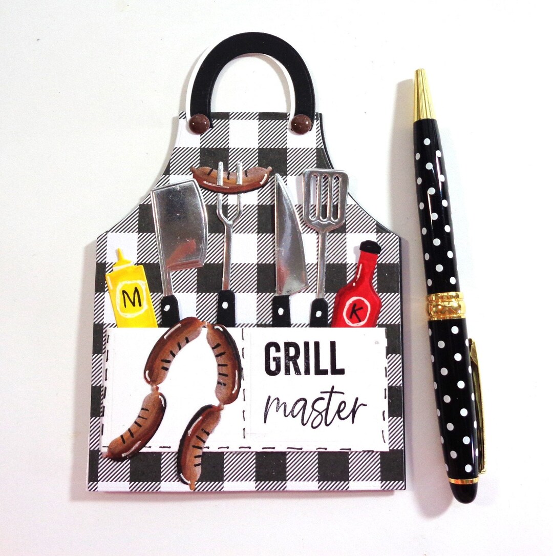 Men's Grill Master Birthday Card - BBQ Apron Card - Grilling Utensils ...