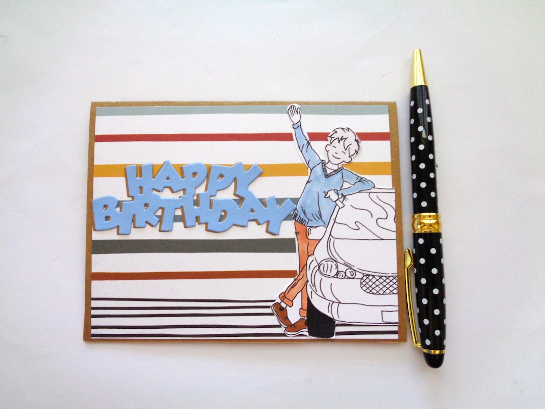 Handmade New Driver Birthday Card for Boys: Customizable Car & Hair - Etsy