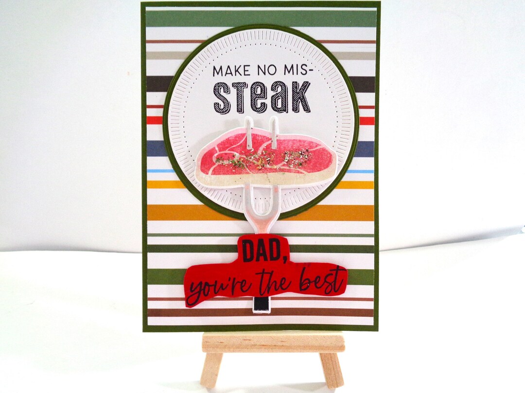 Happy Father's Day Card Funny 3D Food Card, Make No Mis-steak Dad You ...