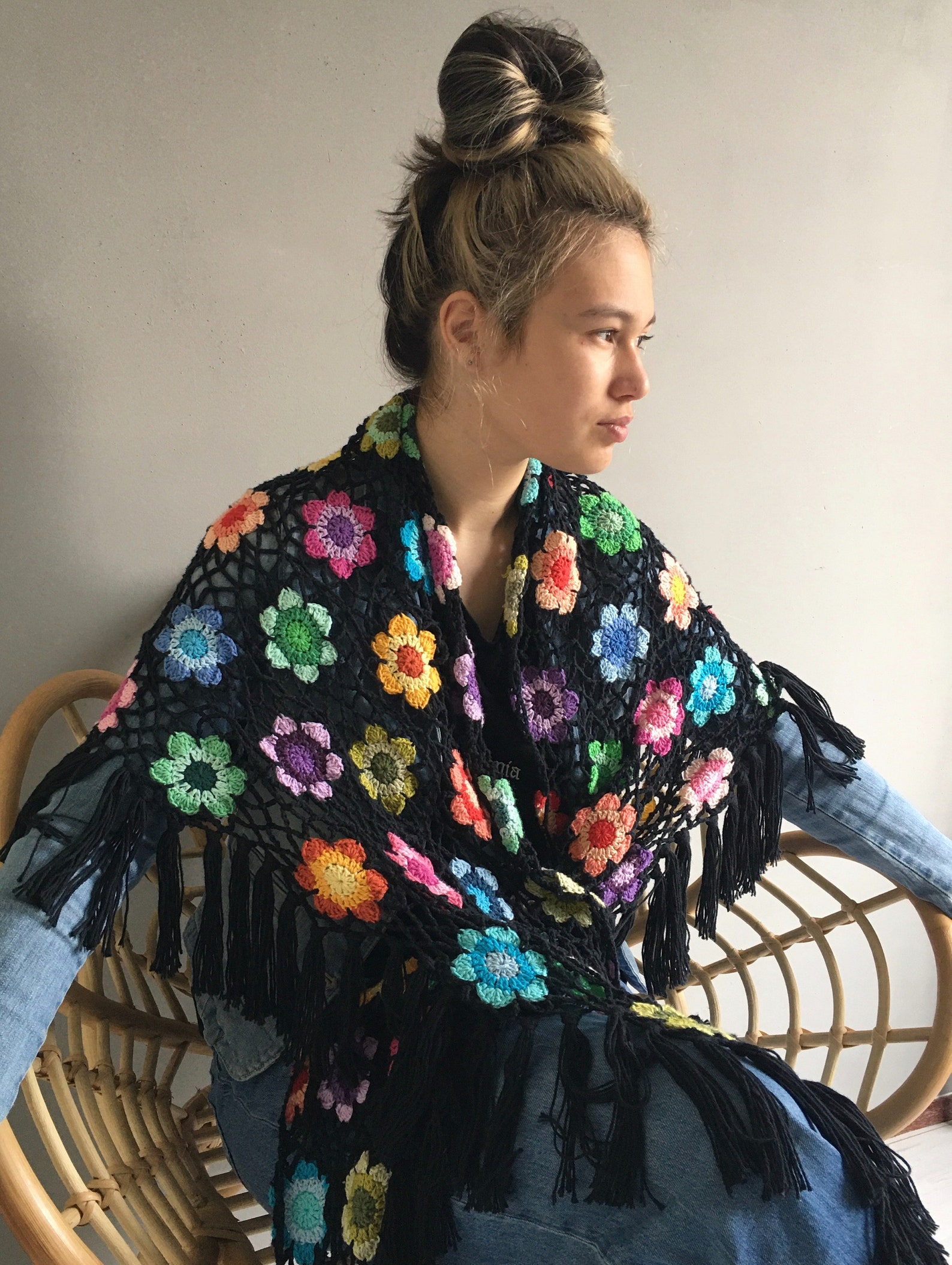 Happy Flower Shawl - Etsy