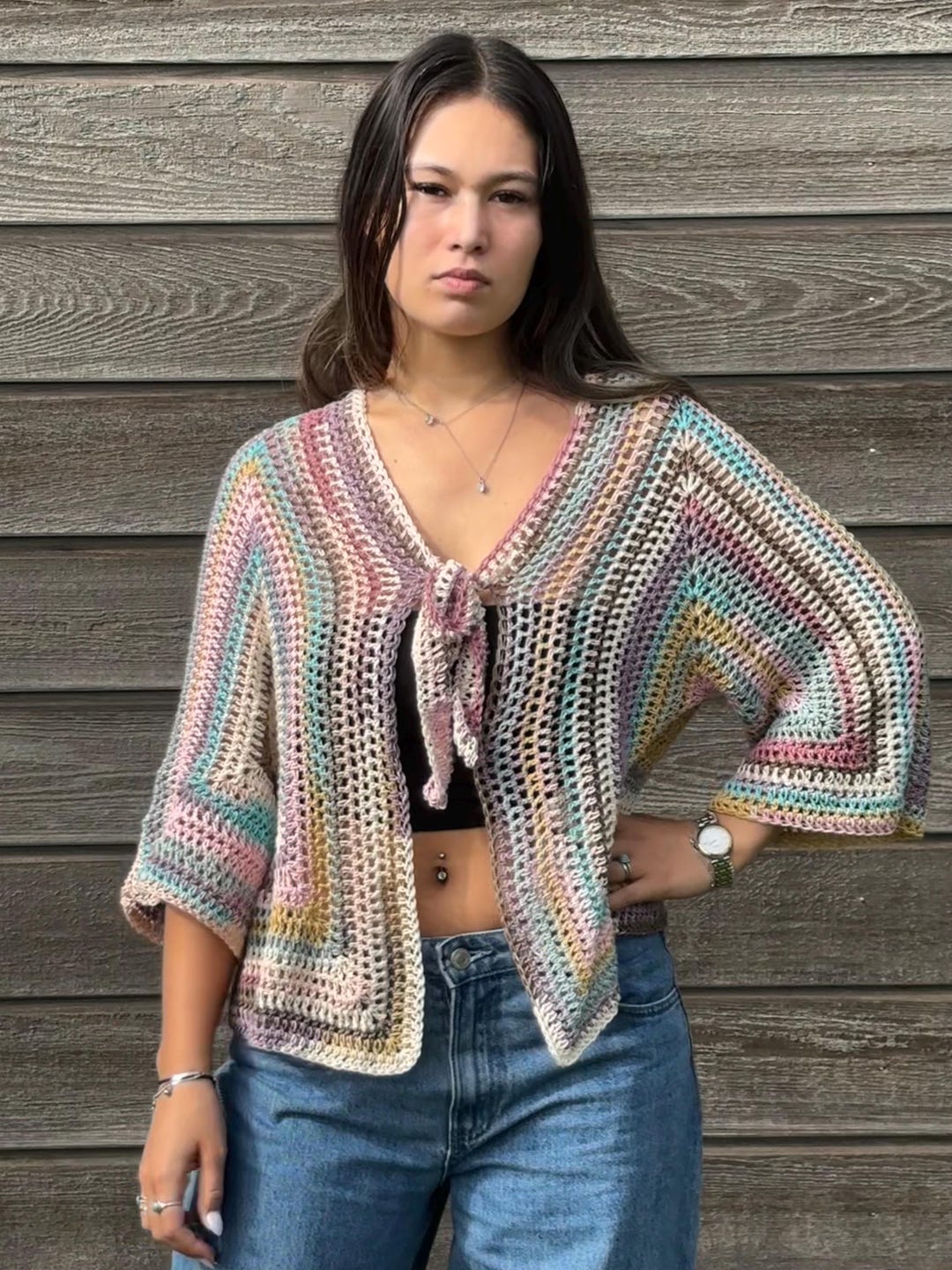 Hexagon Cardigan With Bow Closure Crochet Pattern PDF - Etsy