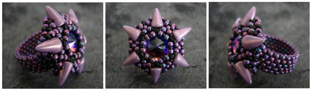 Neci, Bead Weave Pattern for Ring With Crystal Rivoli, Seed Beads and Babyspikes - Etsy