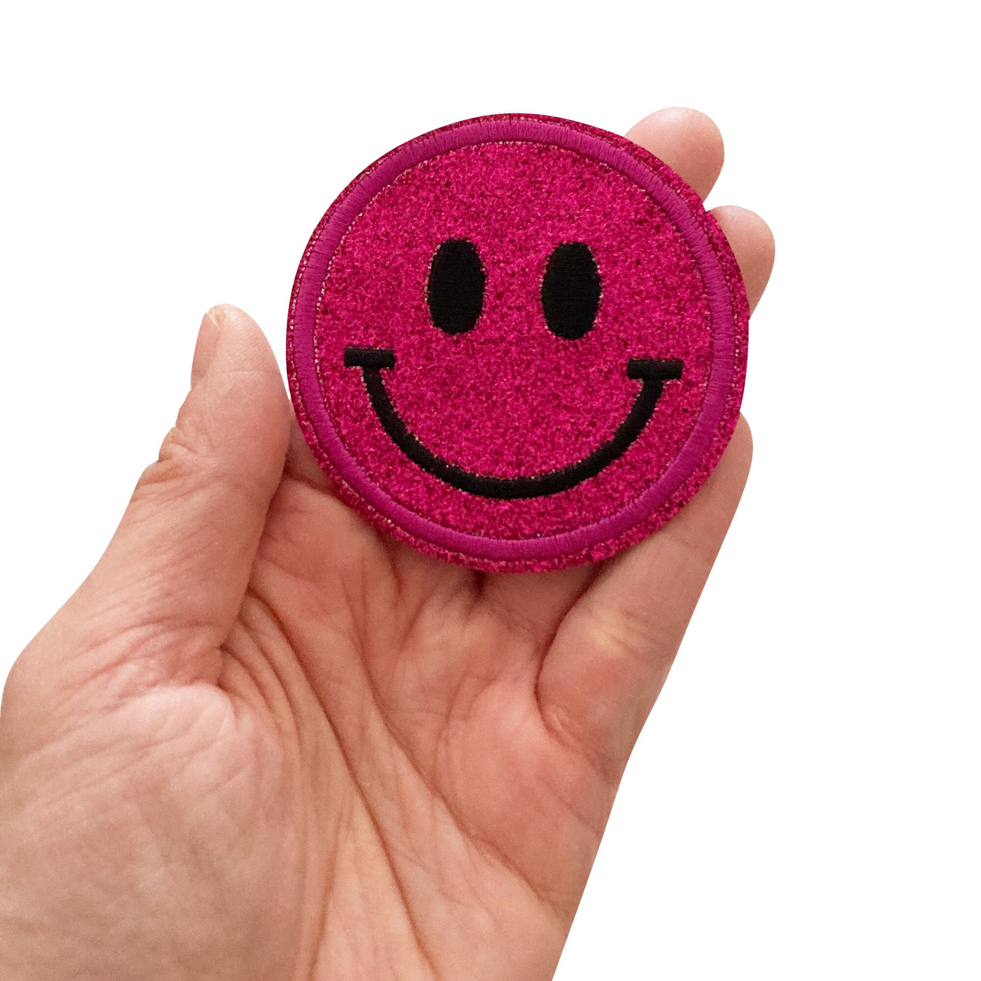 Fuchsia Pink Smiley Face Sparkly Patch | 1 Piece - Etsy