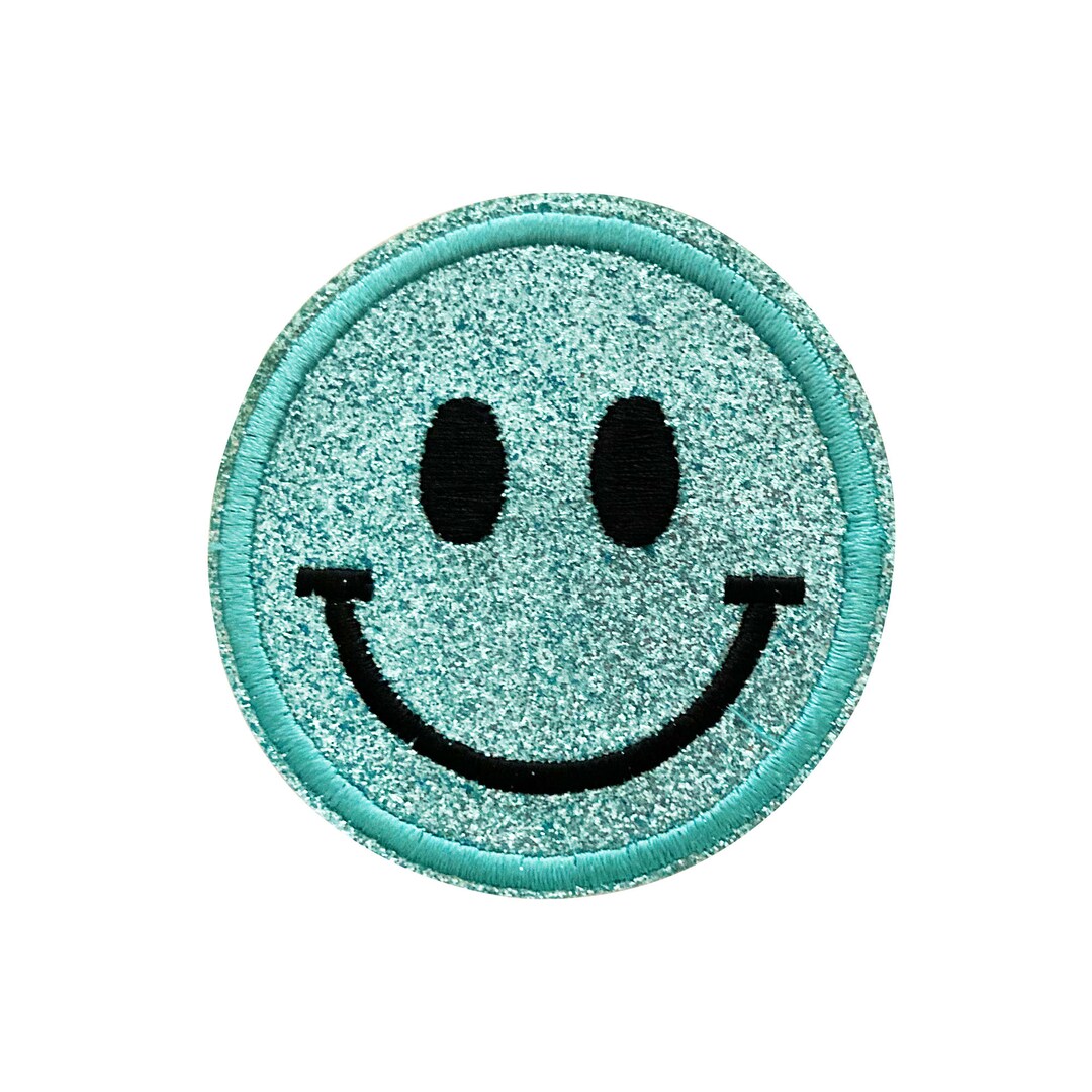 Turquoise Smiley Face Glitter Patch | 1 Piece - Etsy