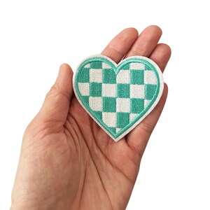 Turquoise Checkerboard Heart Iron-on Patch | 1 Piece - Etsy