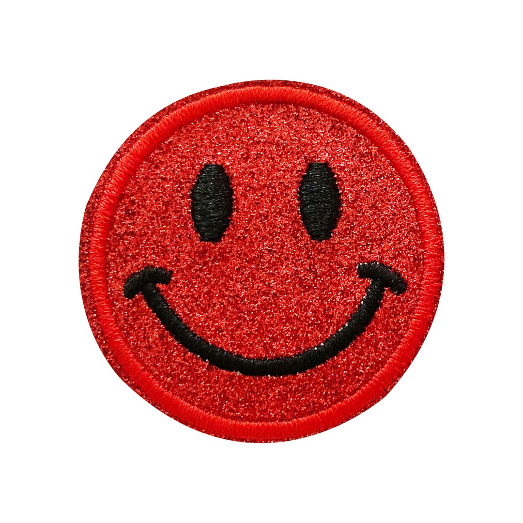 Red Smiley Face Sparkly Patch | 1 Piece - Etsy