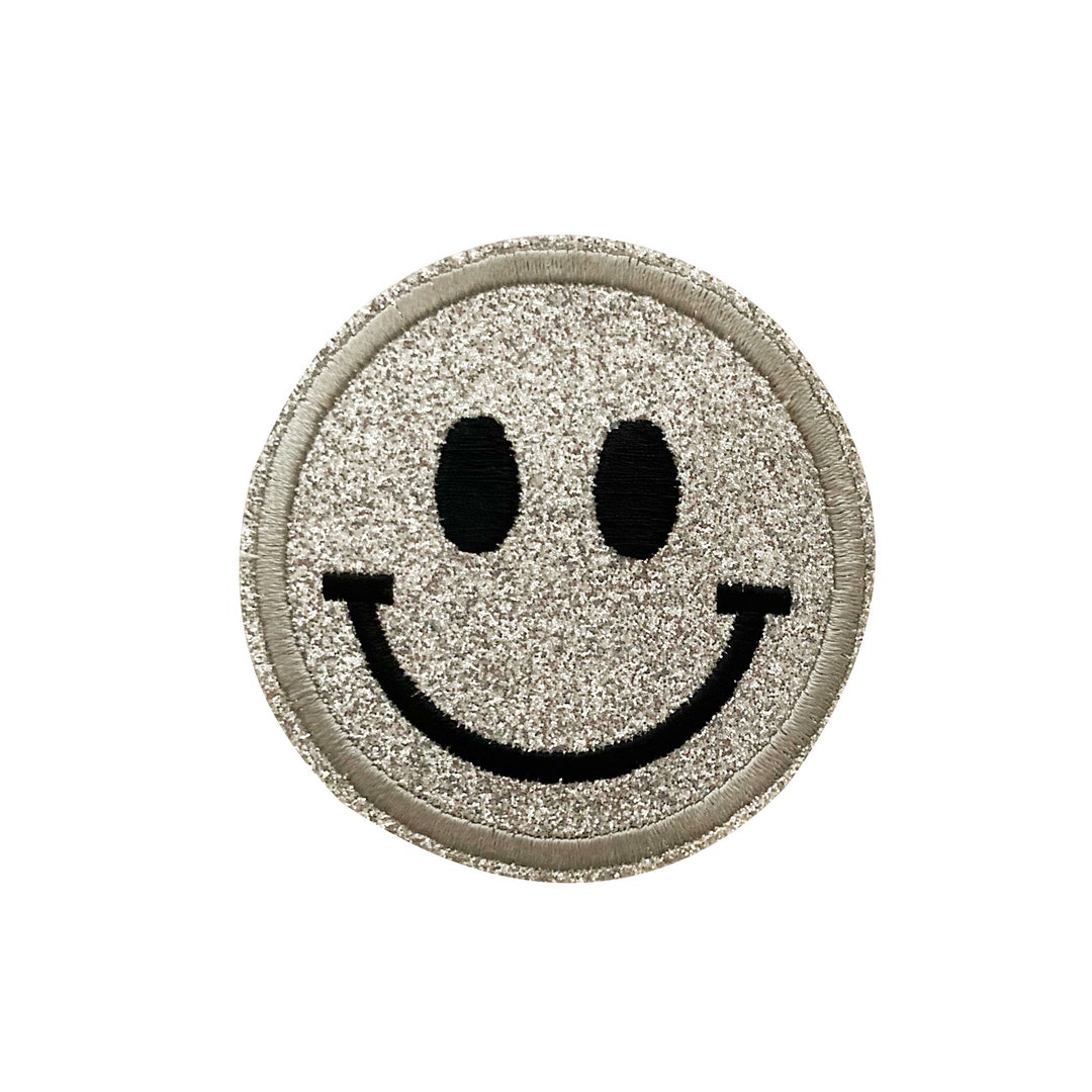 Silver Smiley Face Glitter Patch | 1 Piece - Etsy