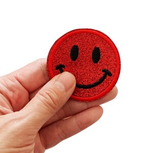 Red Smiley Face Sparkly Patch | 1 Piece - Etsy