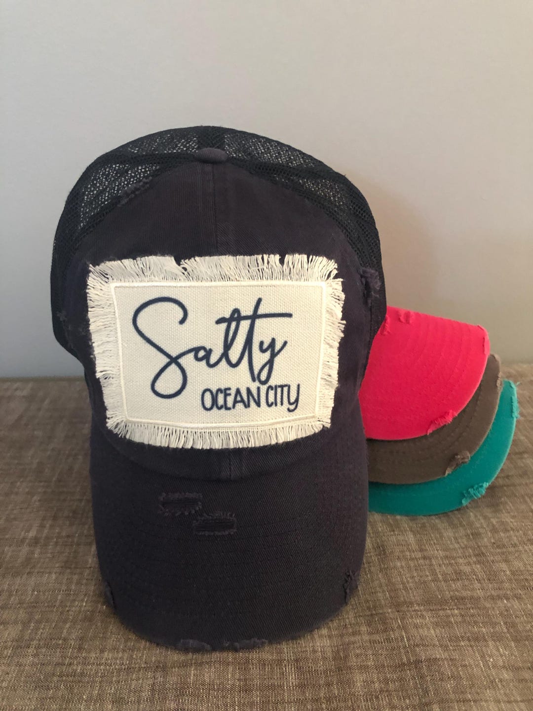 Salty Ocean City Patch Hat, Maryland Hats, MD Beach Hat, NJ Beach Hat ...