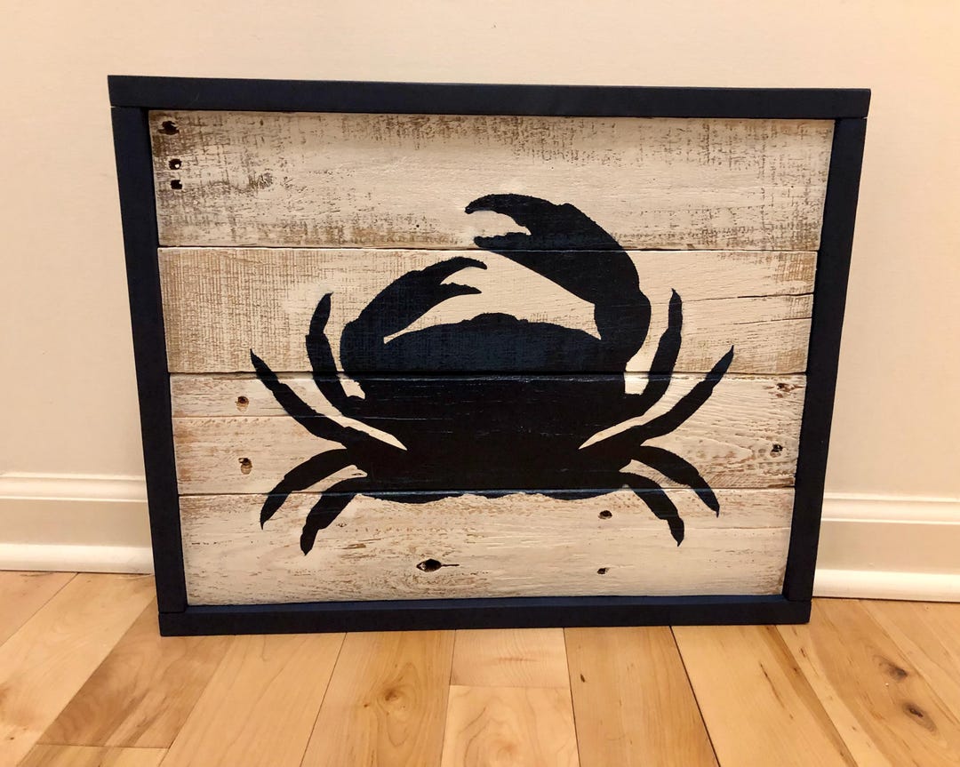 Crab Pallet Sign 20"x16", Beach House Sign, Beach House Decor, Beach ...