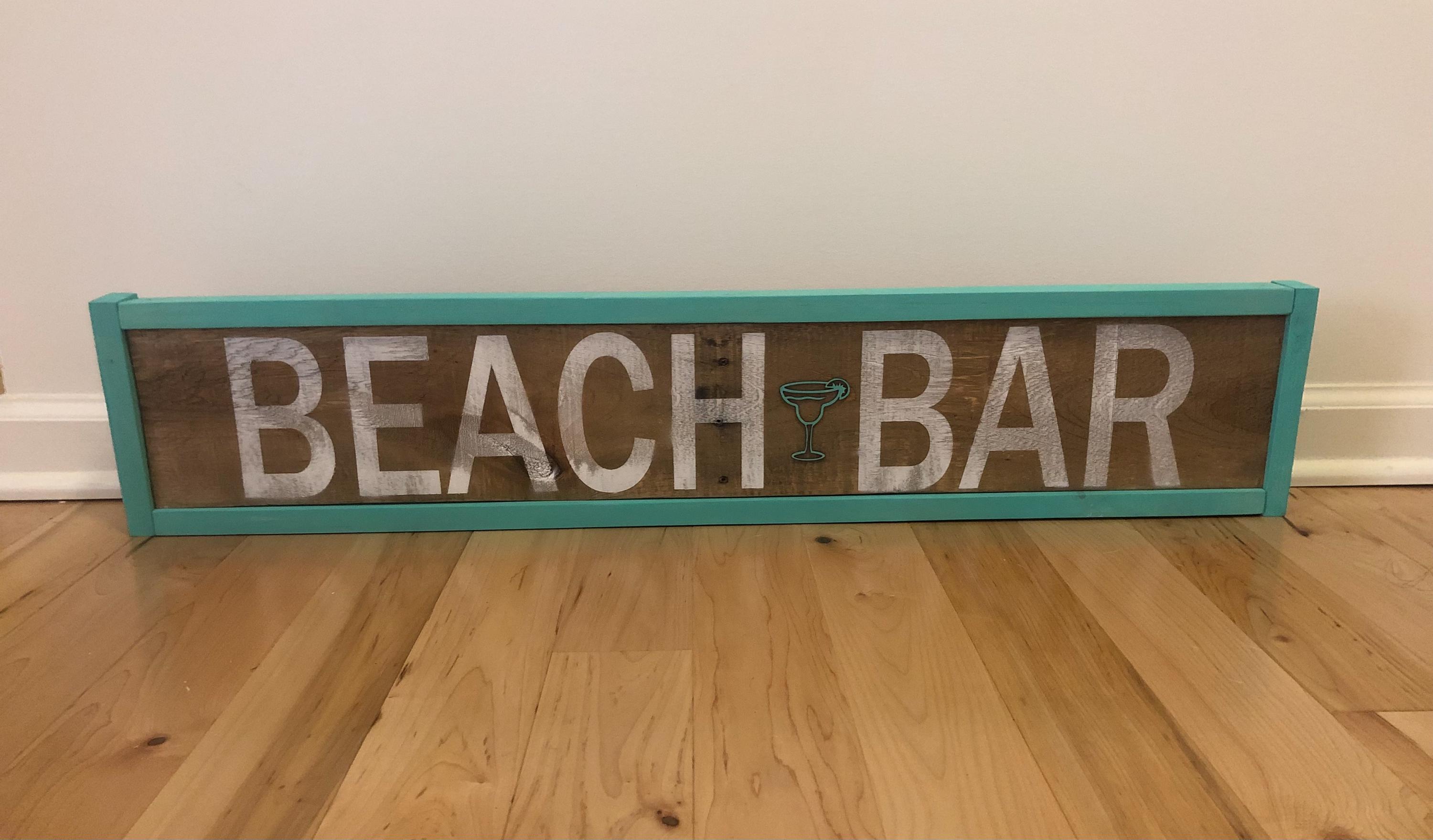 Beach Bar Sign 34 X 7, Pallet Sign, Margarita Sign, Rustic Beach Sign ...