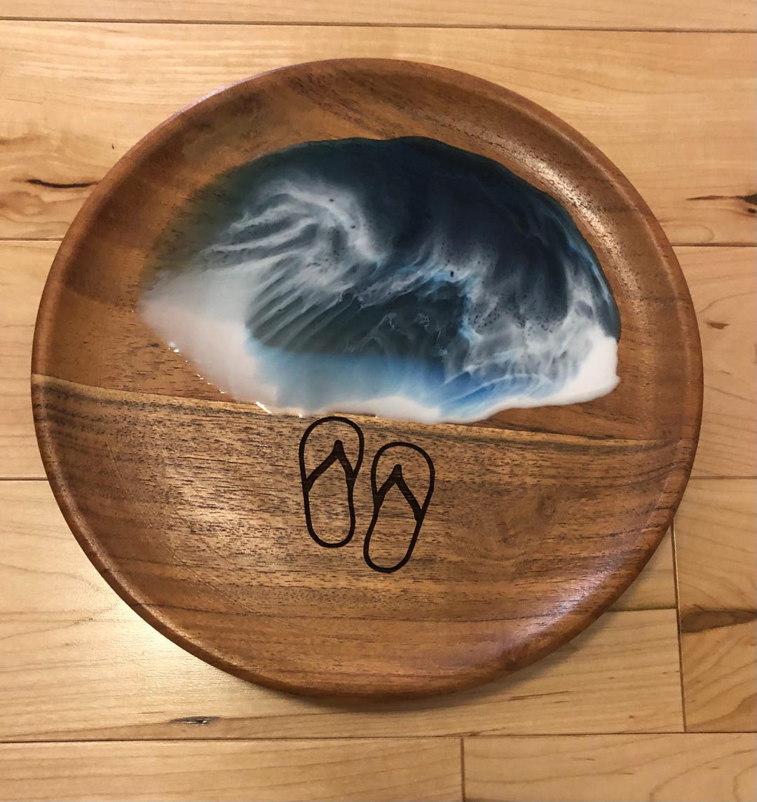 Flip Flop Resin Round Tray, Trinket Tray, 8" Round, Resin Art, Resin ...