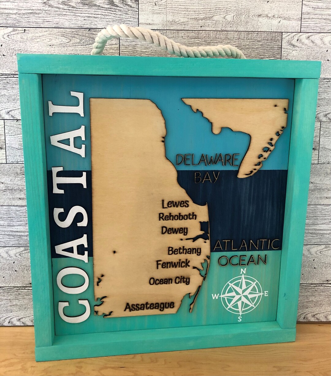Coastal Wood Sign 14x 13 / Delaware Coast Sign / Delaware Sign ...