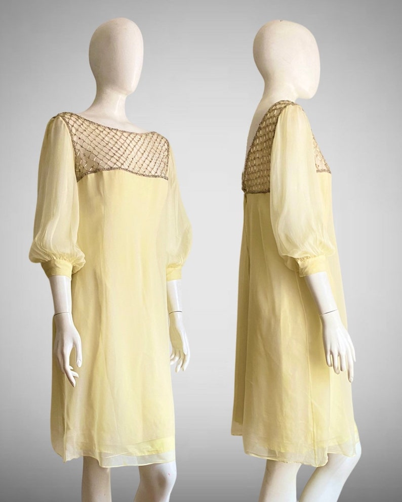 1960s Vintage MISS ELLIETTE California Yellow Sherbet Chiffon - Etsy