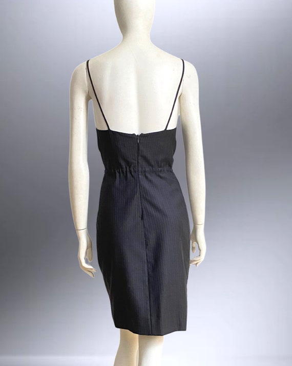 1990s ISTANTE By VERSACE Pinstriped Grey Wool Dress S - Gem