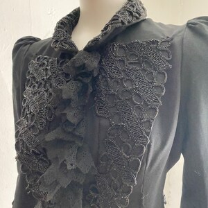 Antique Edwardian Black Silk Jeweled Embellished Lace Ruffled Jacket M ...