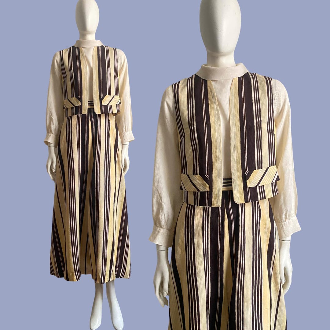 Vintage 1960s Diana Dean for Julius Lonschein 3pc Striped Jumpsuit Vest ...
