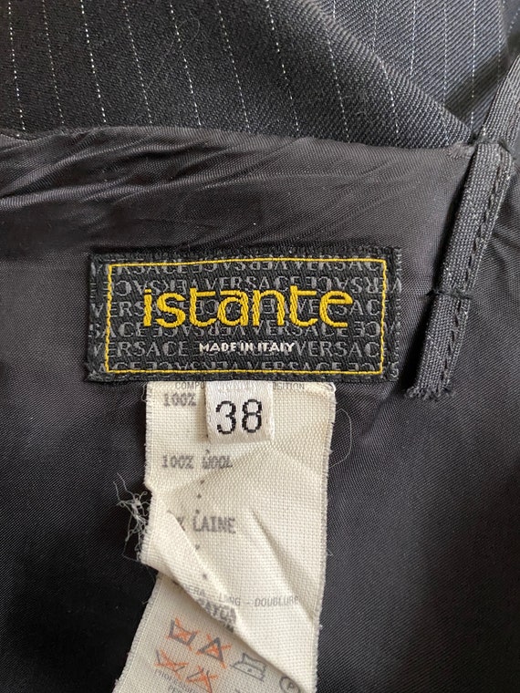 1990s ISTANTE By VERSACE Pinstriped Grey Wool Dress S - Gem