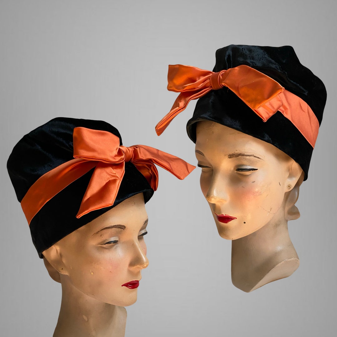 Vintage Late 1950s DACHETTES Lilly Dache Velvet Turban Cloche 50s Hat ...