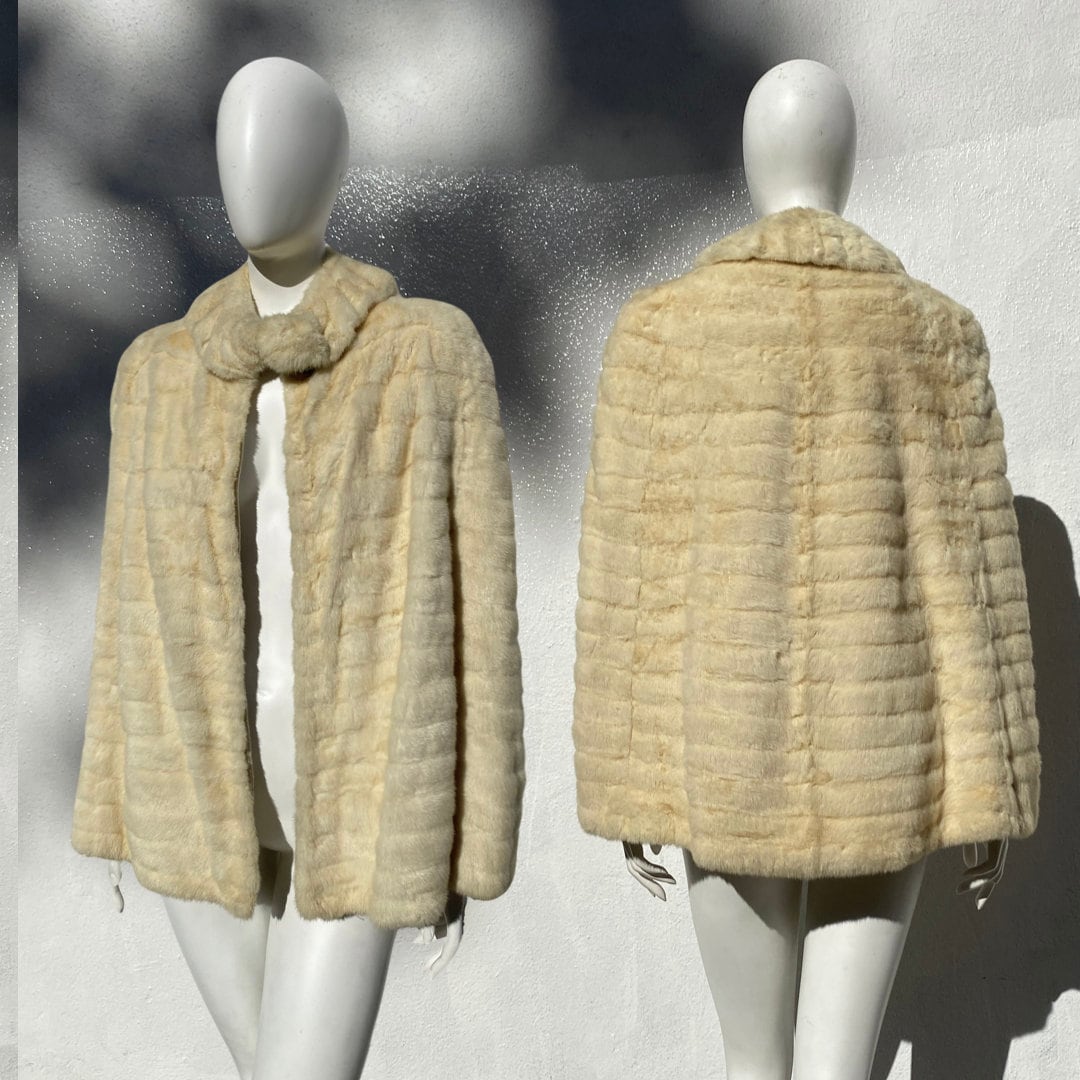 Vintage 30s Glamour Cream Ermine Cape Rhinestone Baubles 1930s Cape - Etsy