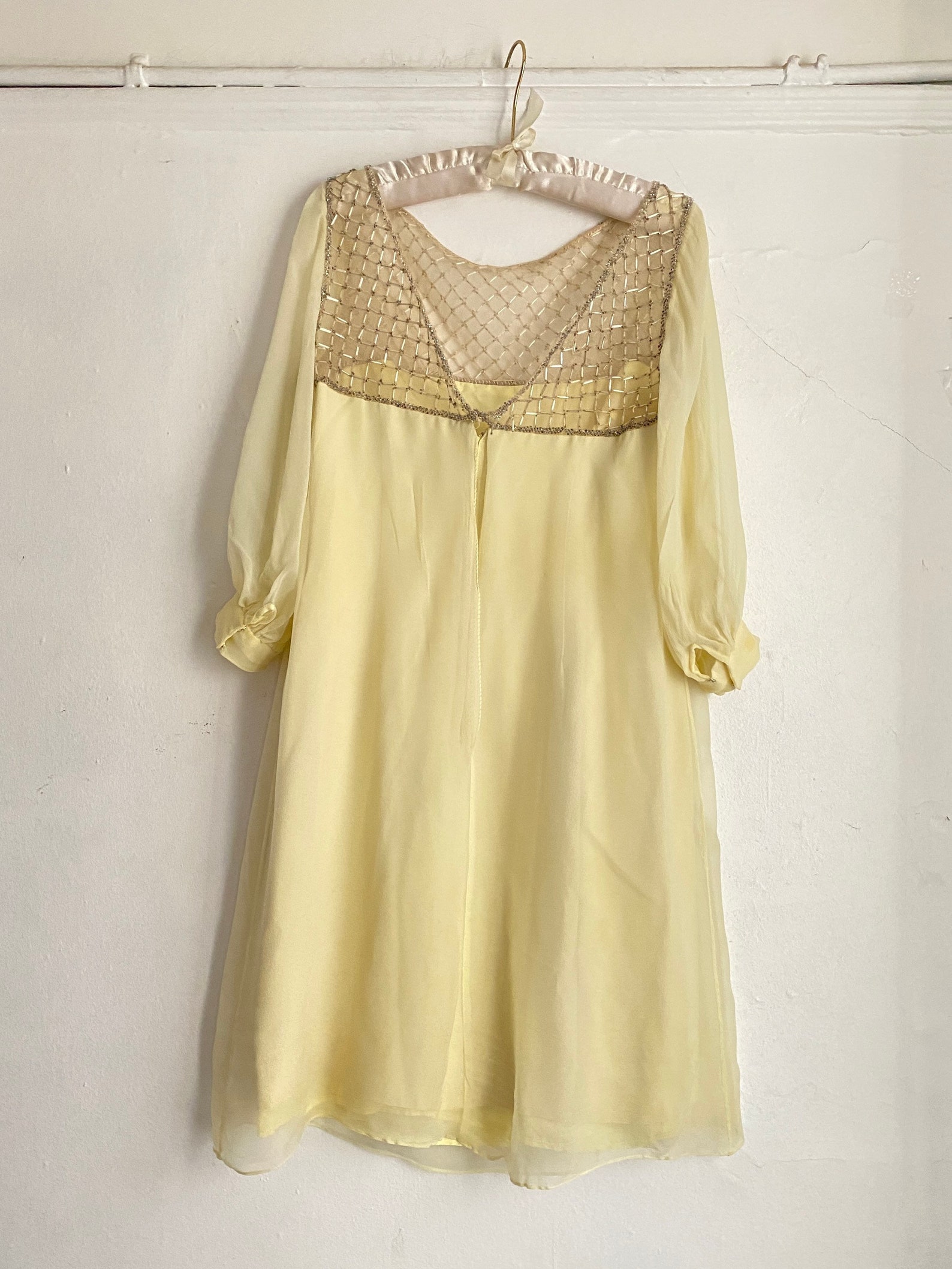 1960s Vintage MISS ELLIETTE California Yellow Sherbet Chiffon Cocktail ...