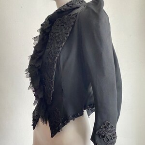 Antique Edwardian Black Silk Jeweled Embellished Lace Ruffled Jacket M ...