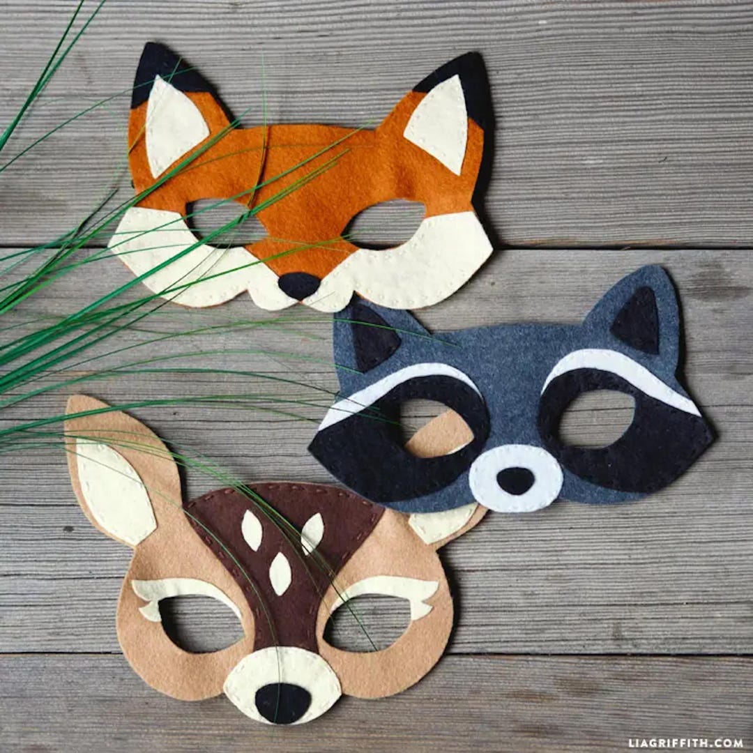 Felt Woodland Animal Masks Templates & Tutorial - Etsy