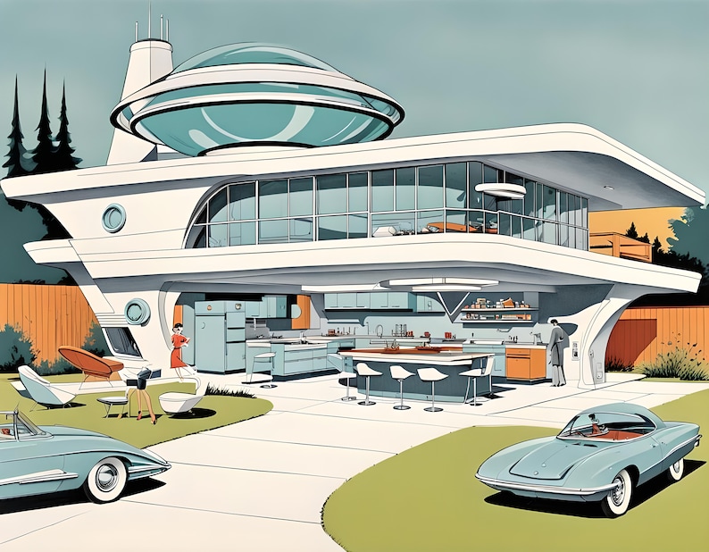 A Mid-century Dream Home From the Atomic Space Age, AI Creation - Etsy