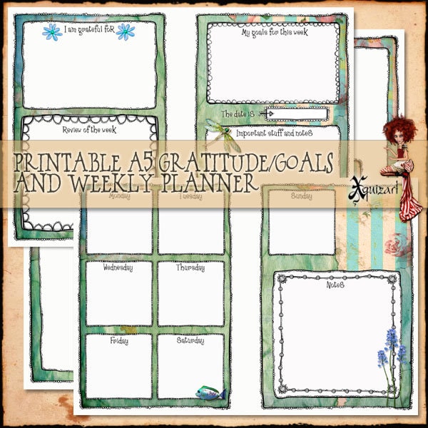 Blue Waterbutterfly A5 Printable Weekly Planner Journal | Etsy