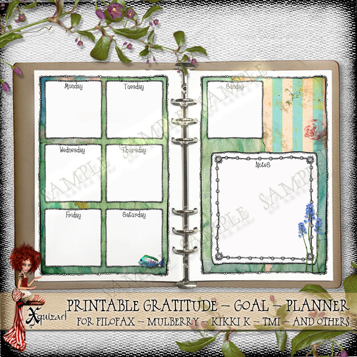 Blue Waterbutterfly A5 Printable Weekly Planner Journal | Etsy