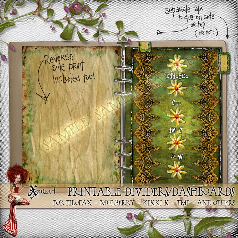 A5 Planner Divider Inserts 01 Printable Filofax Mulberry - Etsy