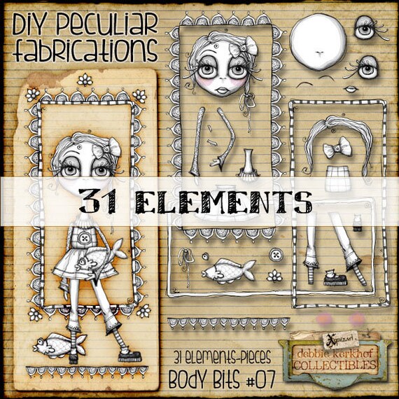 Digi-stamps digital scrapbooking kit Peculiar | Etsy