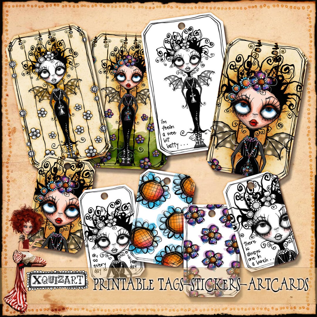 Halloween, Printable Tags, Art Cards, Atc, Cartoon, Stickers,crazy ...