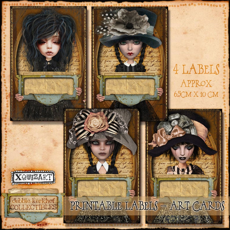 Printable Labels Art Cards Stickers Vintage Alice - Etsy