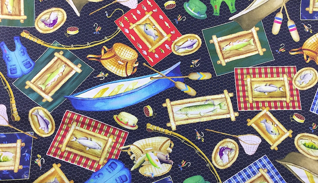 Keep It Reel - Trout Fabric - Fishing Fabric - Canoe Fabric - FISH-09 ...