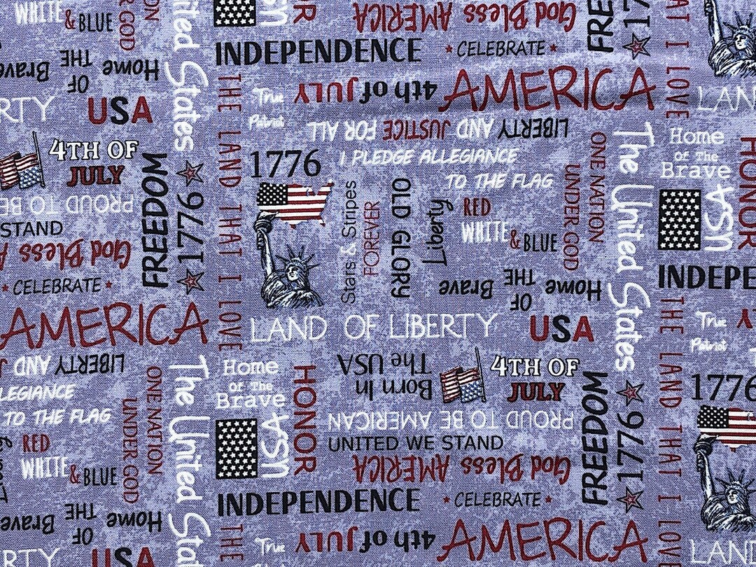 Patriotic Words - Patriotic Fabric - Patriotic Sayings - PAT-53 - Etsy