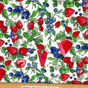 Sweet Summer Berry Blossoms - Fruit Fabric - Cotton Fabric - FRUIT-57 ...