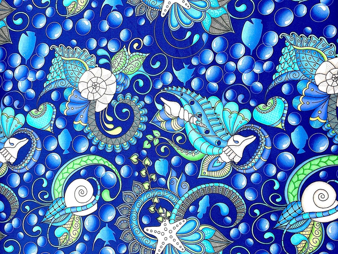 Seashell Mystique - Seashell Fabric - Nautical Fabric - NAU-125 - Etsy