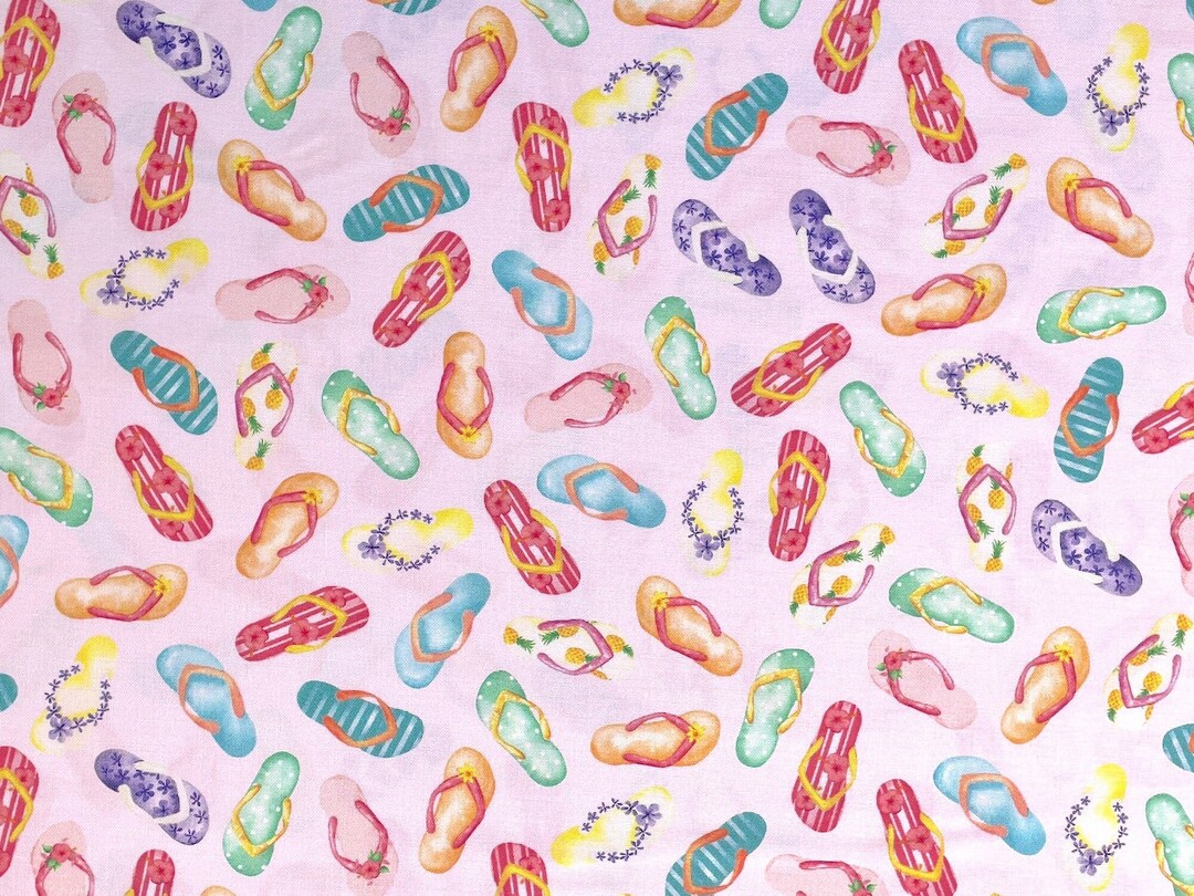 Flip Flop Fun Pink - Flip Flop Fabric - Summer Fabric - MISC-137 - Etsy