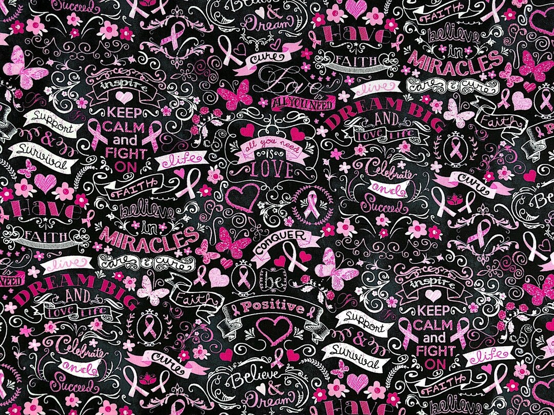 Awareness Fabric - Pink Ribbon Chalkboard - MISC-91 - Etsy