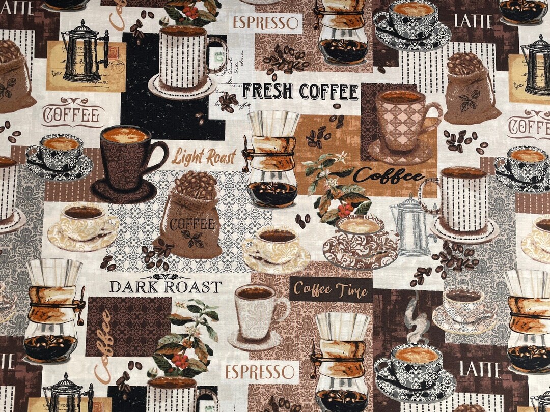 Cream Main Street Café Patch - Coffee Fabric - Coffee Connoisseur ...