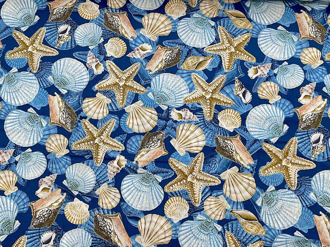 Coastal Shells - Seashell Fabric - Nautical Fabric - NAU-119 - Etsy