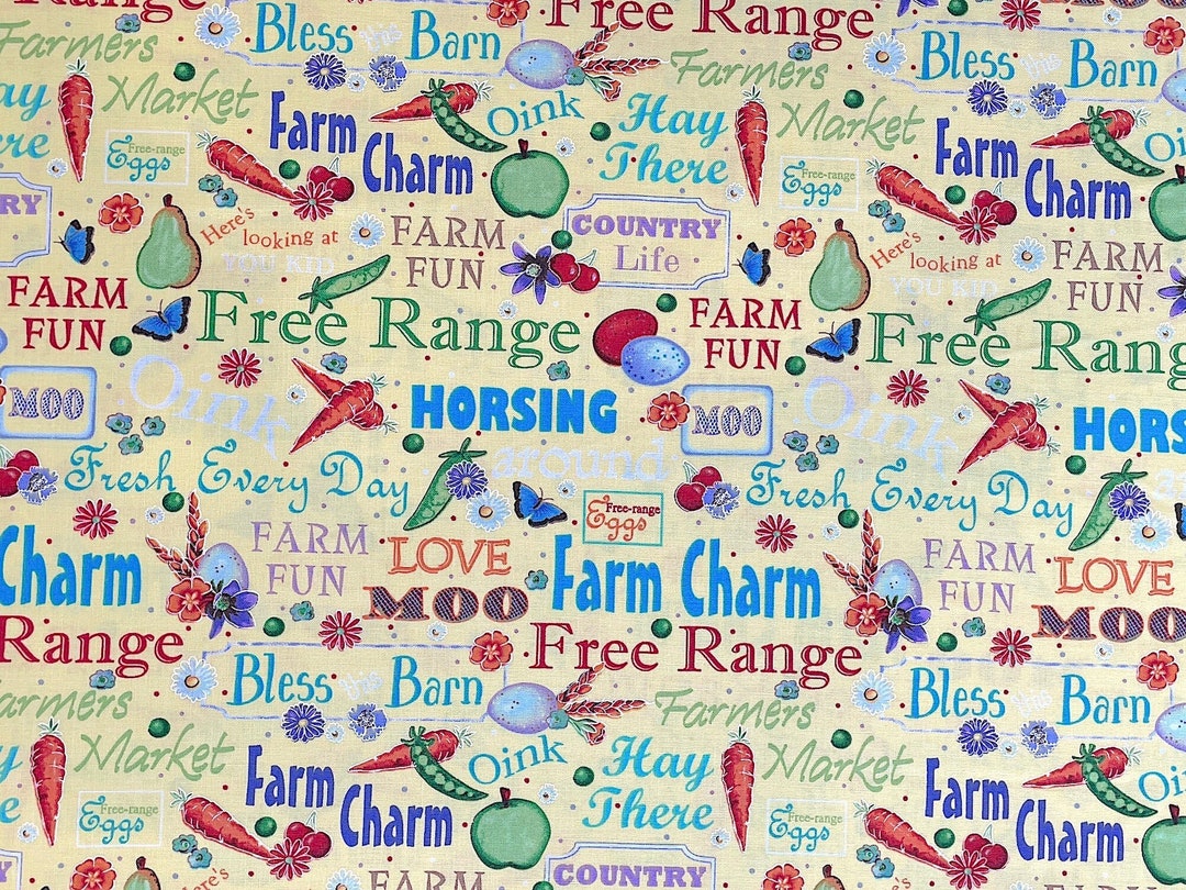 Farm Fabric - Farm Sayings - Happy Valley Farm - Cotton Fabric - MISC ...