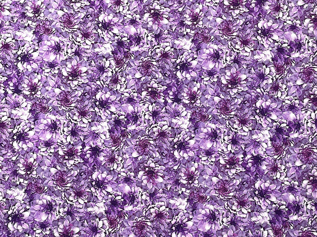 Purple Packed Tonal Dahlias - Cotton Flower Fabric - Tina's Garden - FL ...