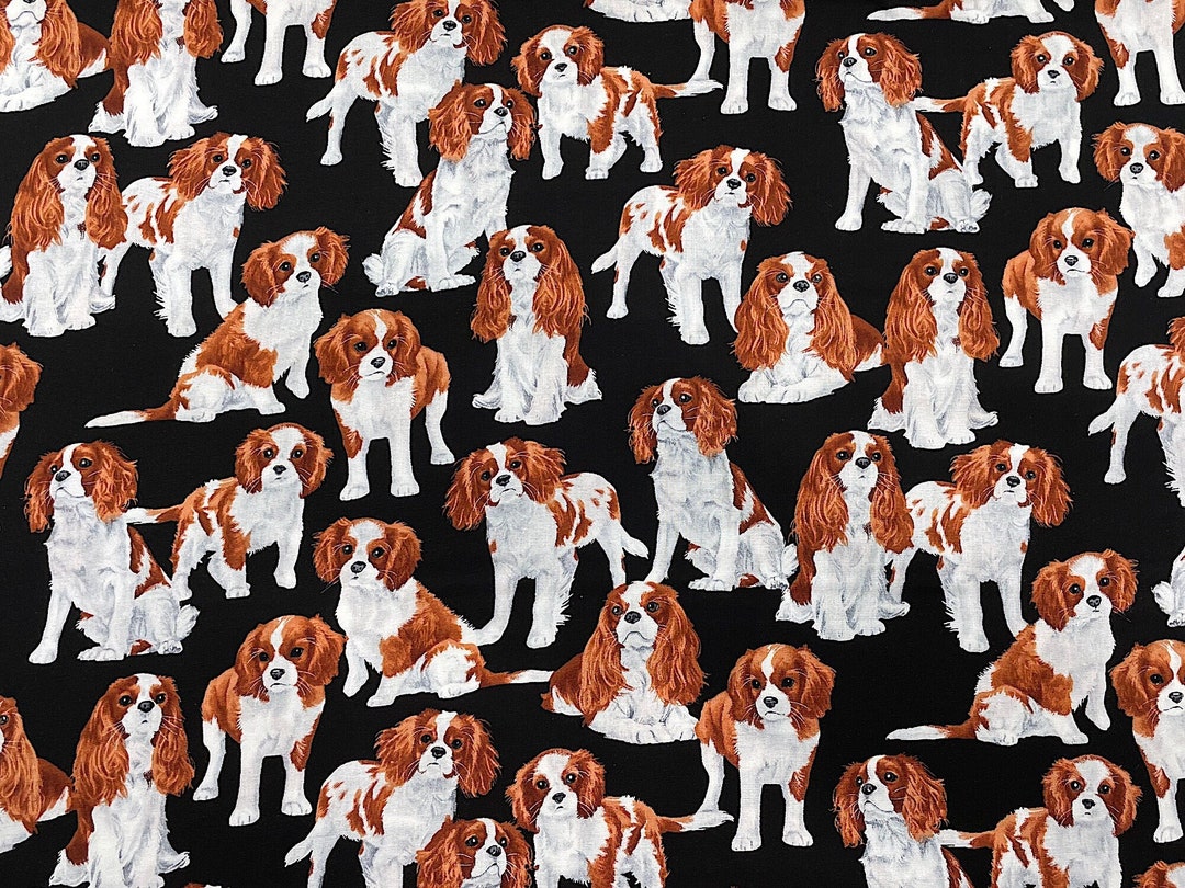 Cavalier King Charles Spaniels - Dog Fabric - Cotton Fabric - DOG-78 - Etsy