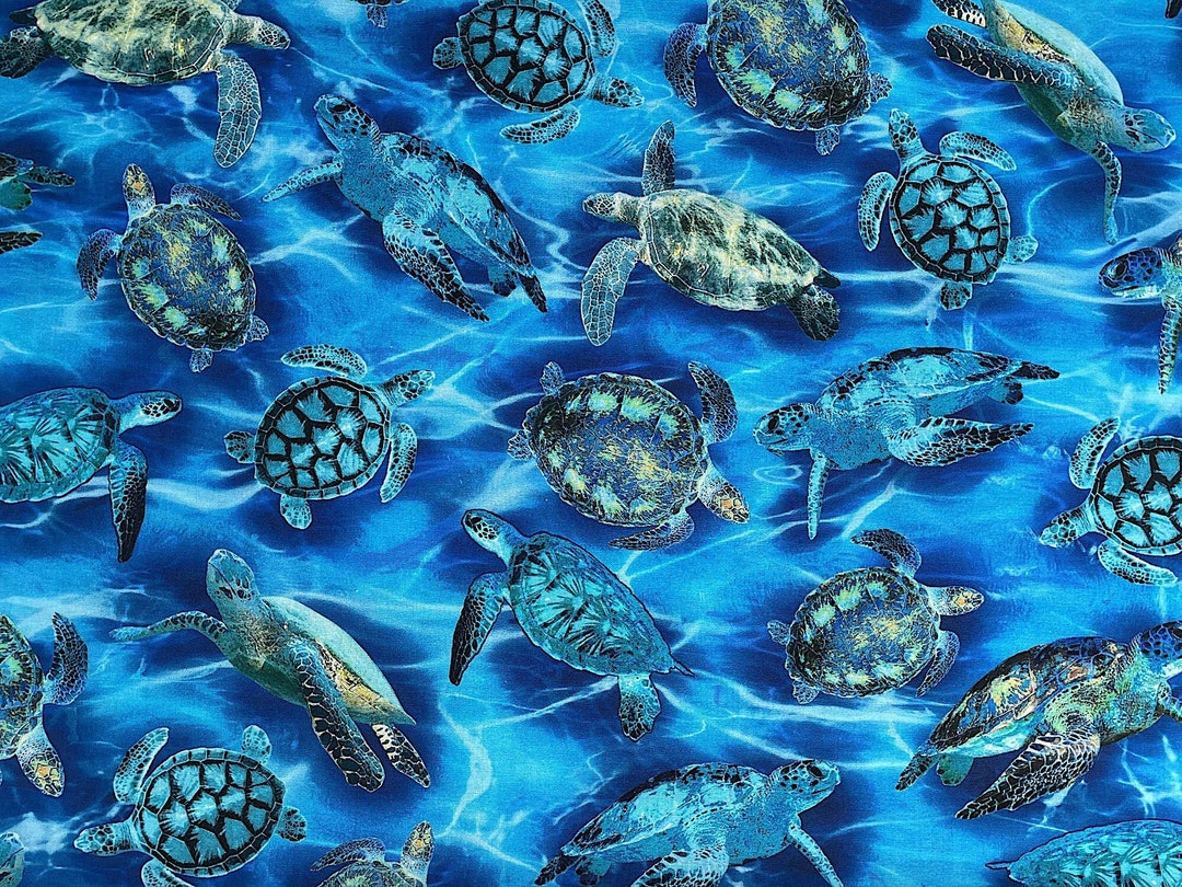 Sea Turtle Fabric - Ocean Fabric - Oceana - SL-66 - Etsy