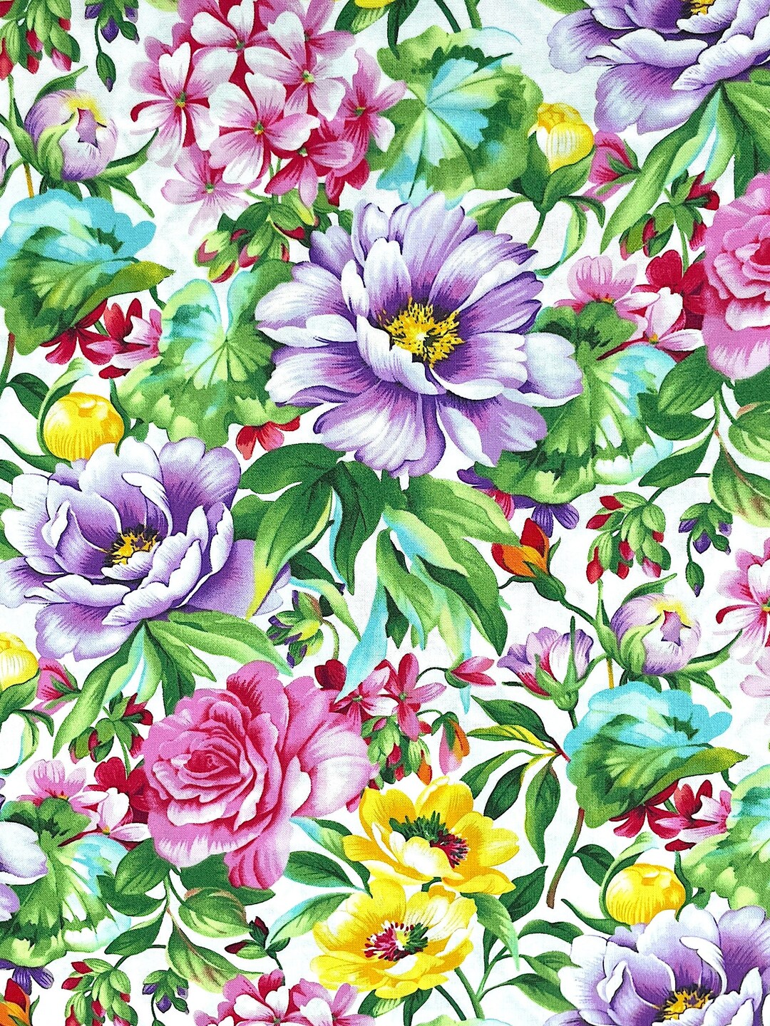 Splendid Path Large Floral - Flower Fabric - Cotton Fabric - FL-413 - Etsy