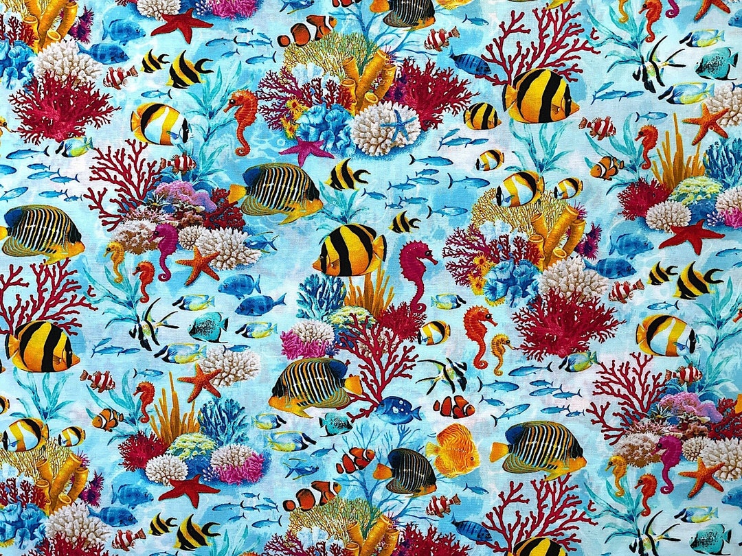 Under the Sea Creatures - Fish Fabric - Cotton Fabric - FISH-36 - Etsy