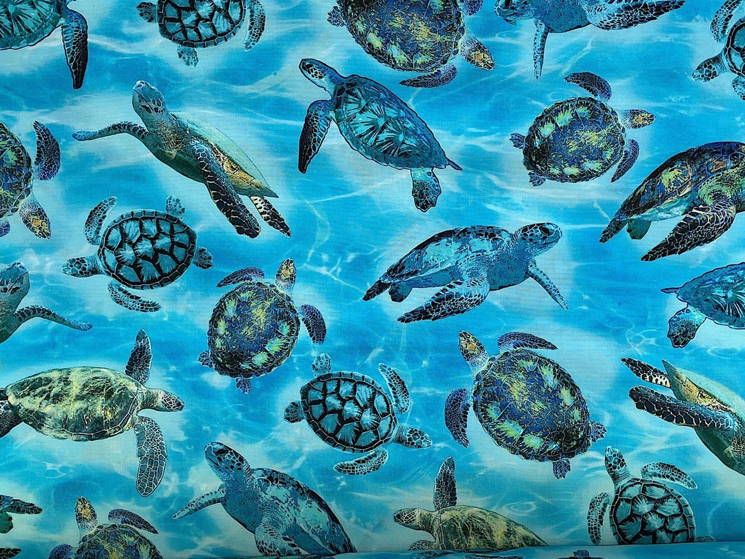 Sea Turtle Fabric - Ocean Fabric - Oceana - Cotton Fabric - Quilting ...